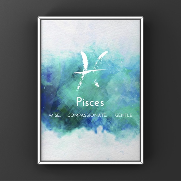 Triad Art & Design | Wall Decor | Pisces Zodiac Sign White Blue ...